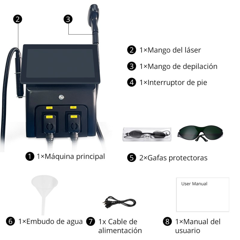 Máquina Láser 2 en 1 Picosegundo YAG + Diodo 808nm | Depilación y ...